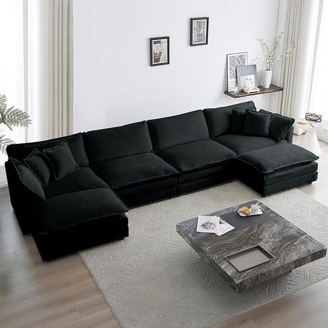 GNIXUU 146" Oversized Black Modular Sectional Sofa Cloud Couch for ...