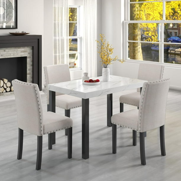 GNIXUU 5 Piece Dining Table Set for 4,Small Rectangle Kitchen Table and ...