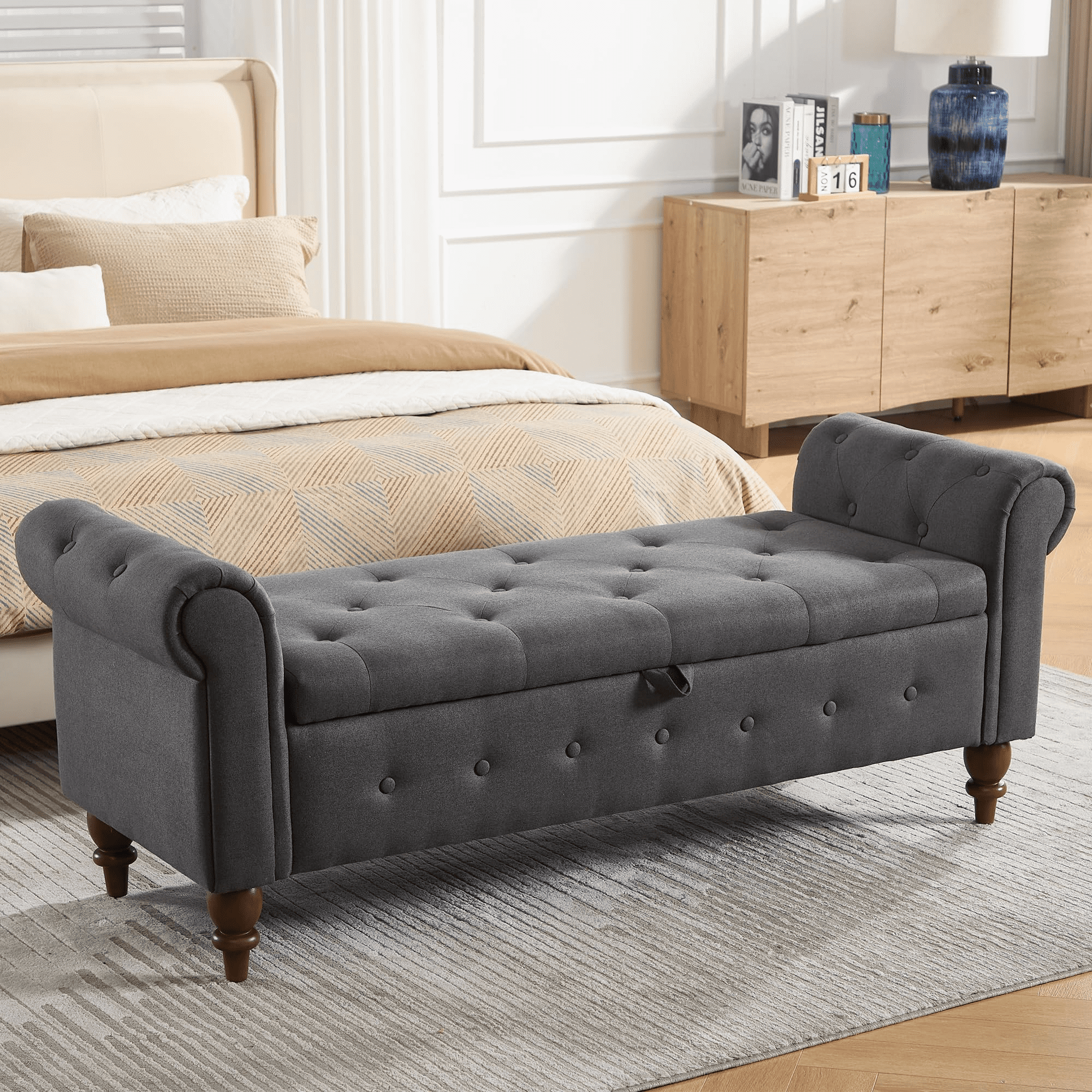 GNIXUU 63" End of Bed Storage Bench for Bedroom, Large Organizer Foot ...