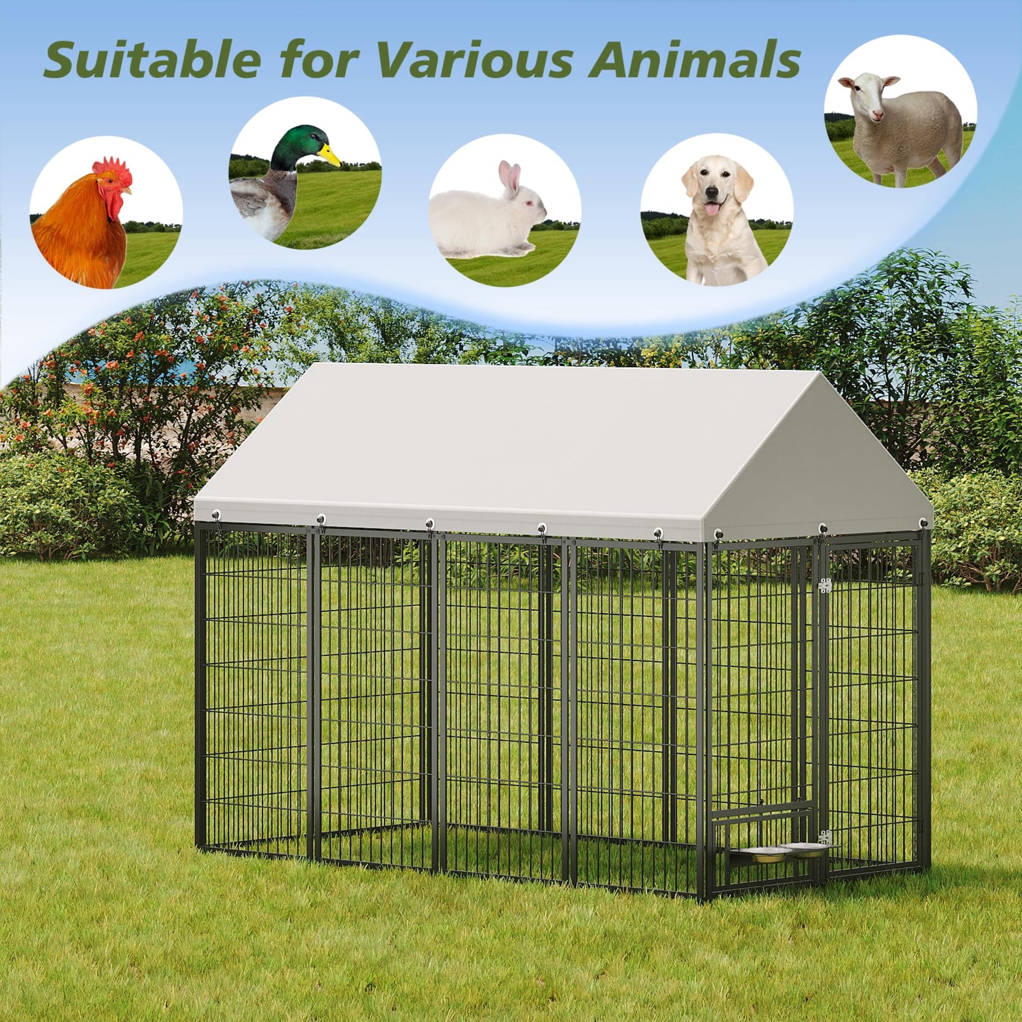 GNIXUU 7.9x4.1FT Waterproof Large Dog Kennel, Heavy Duty Outdoor Cage ...