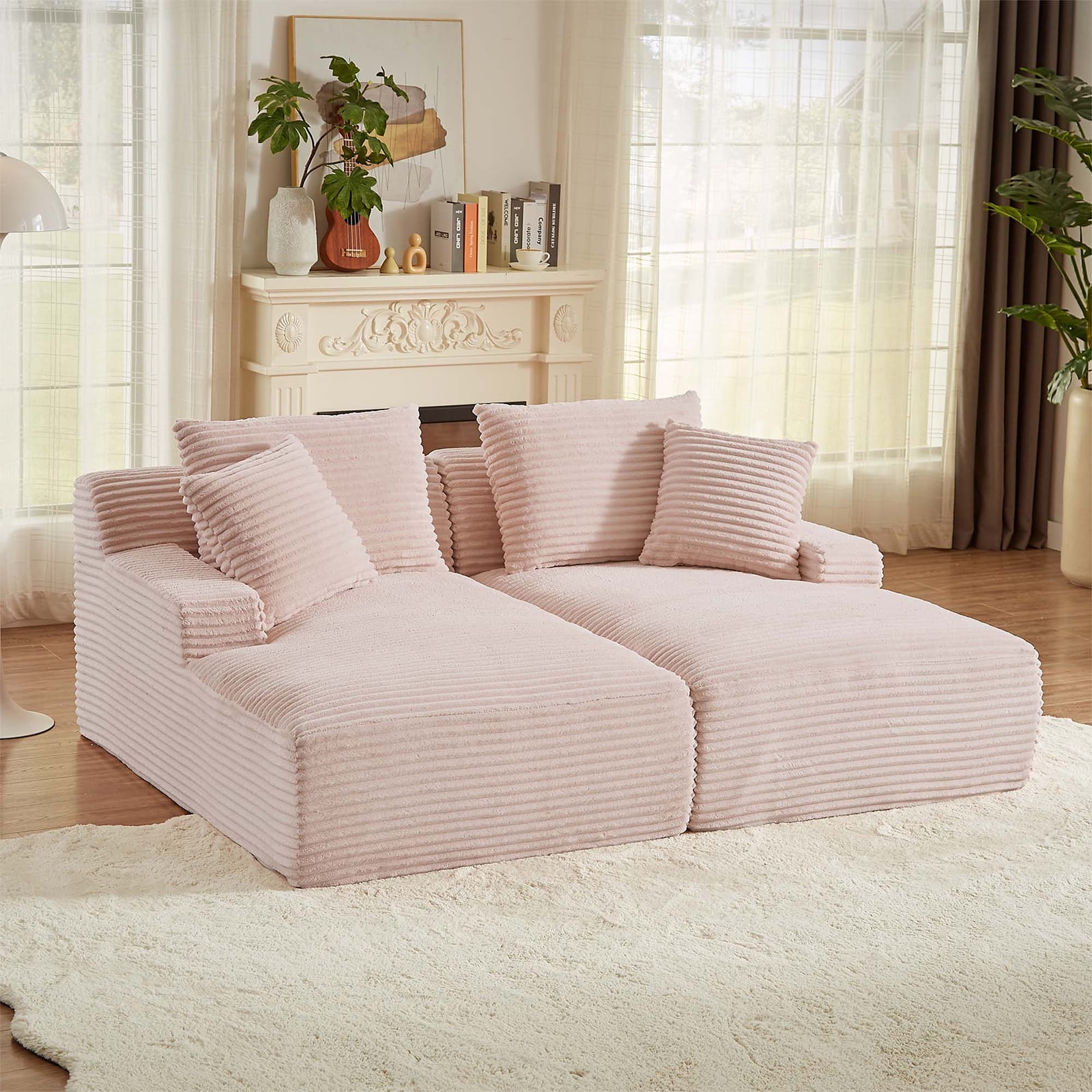 GNIXUU 78"Oversized Double Chaise Lounge Indoor, Corduroy Sleeper ...