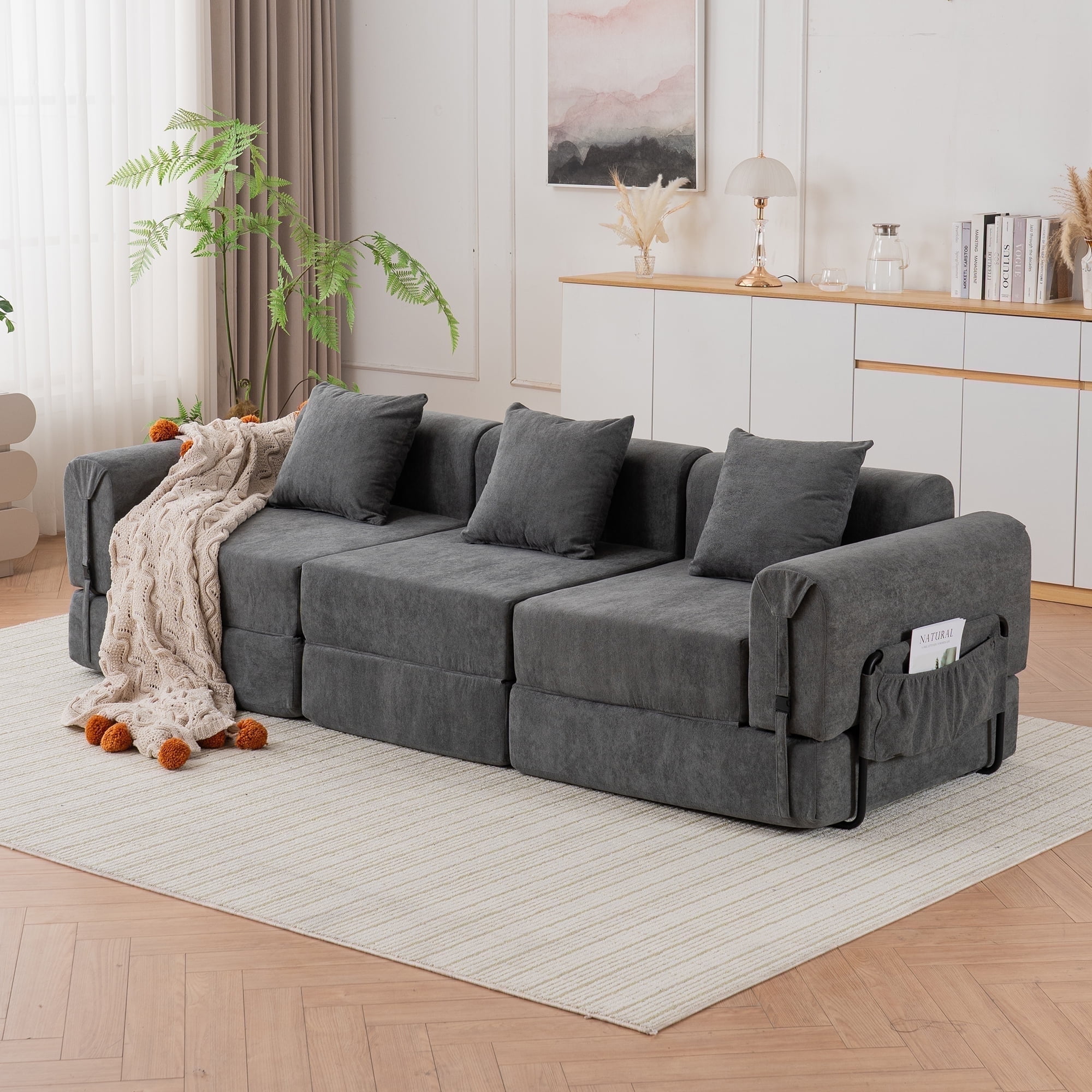 GNIXUU 98.81" Modern Modular Recliner Sofa, Convertible Sleeper Bed ...