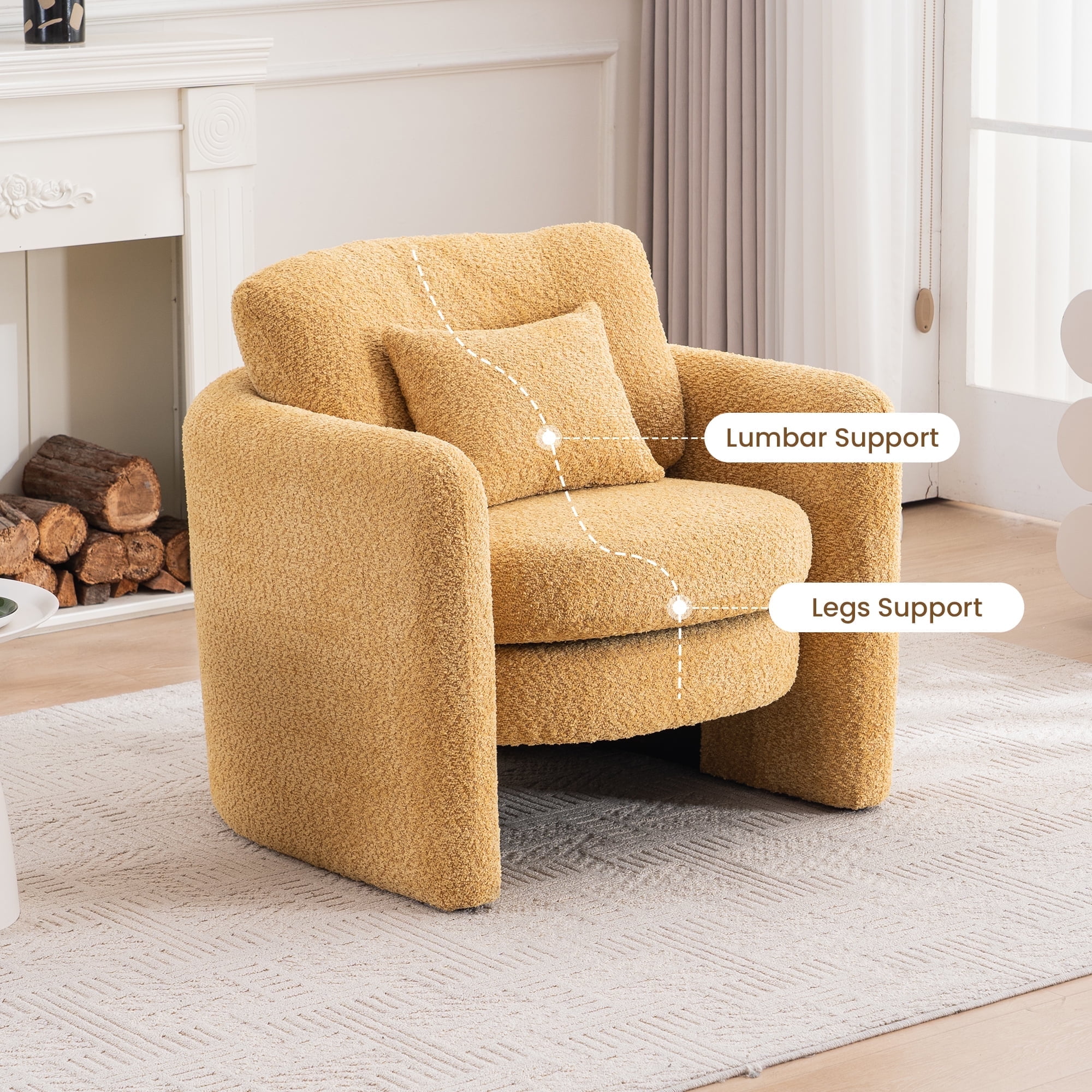 GNIXUU Chenille Oversized Accent Armchair ,35 " Wide Comfy Reading ...