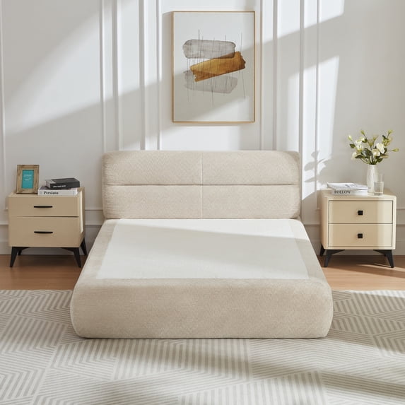 GNIXUU Full Size Memory Foam Compress Bed with Headboard in a Box, 14 ...
