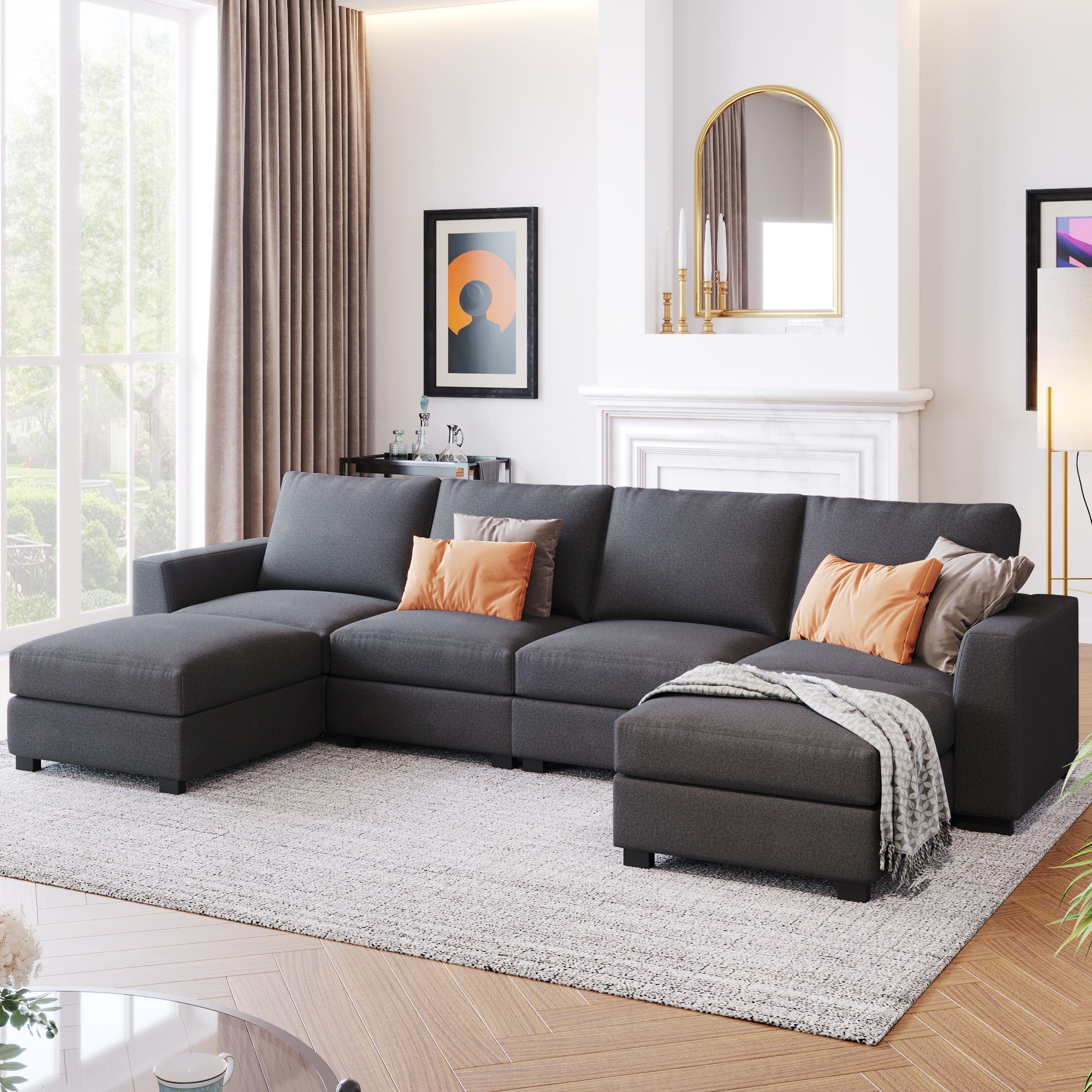 GNIXUU Modular Sectional Sofa,Convertible U Shaped Sofa Couch with ...