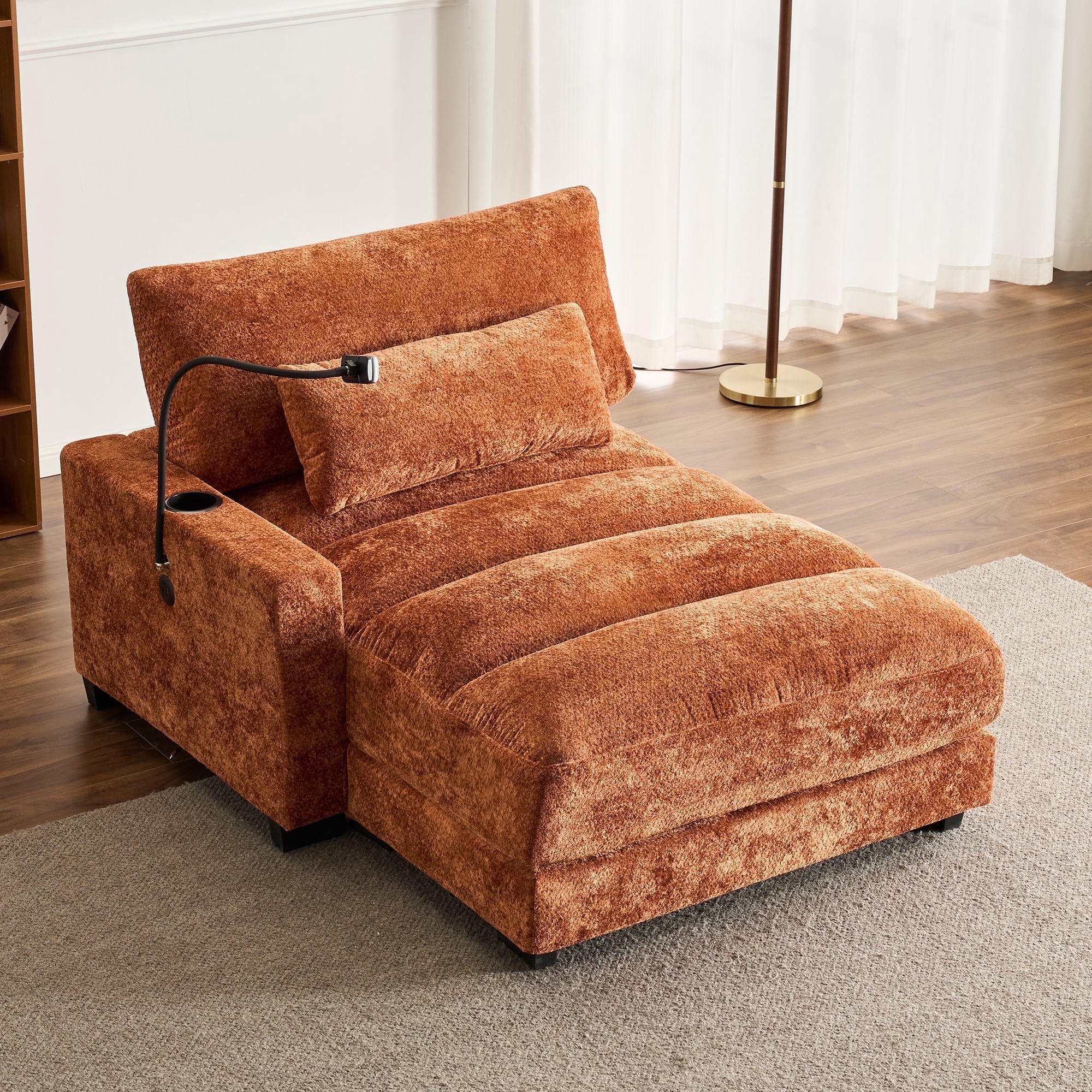 GNIXUU Oversized Chaise Lounge Reading Chair ,Indoor Comfy Sleeper Sofa ...