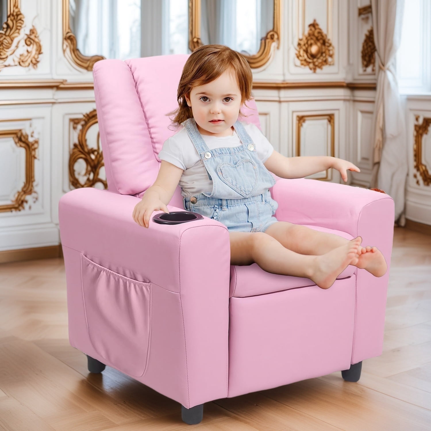 GNMLP Children's Reclining Chair with Cup Holder & Side Pocket ...