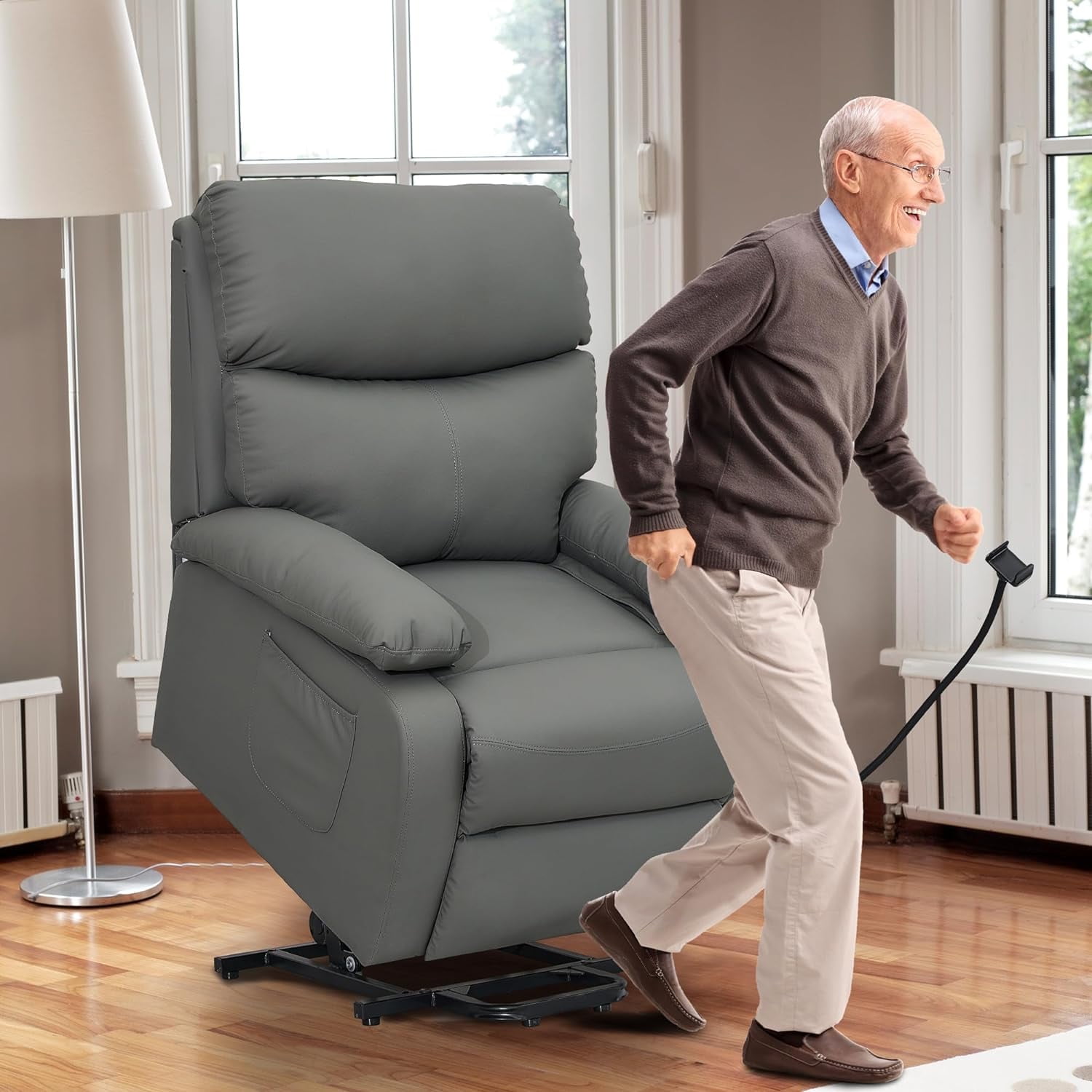 GNMLP Power Lift Assist Recliner Chair for Elderly,Micro Leather ...
