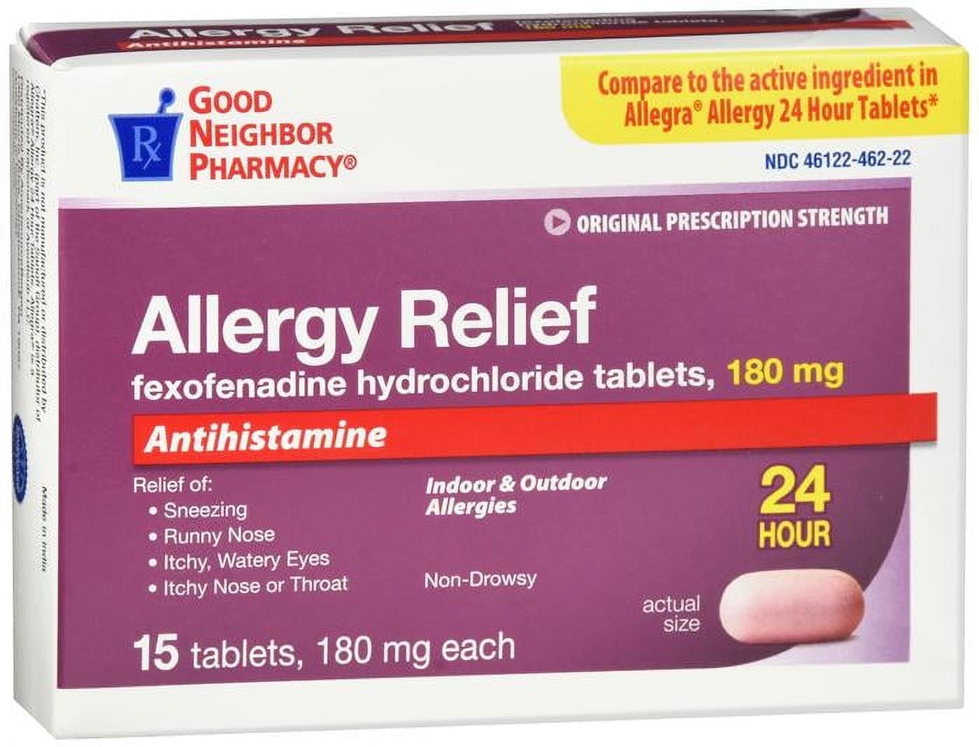 GNP Allergy Relief, 180mg, 15 Tablets - Walmart.com