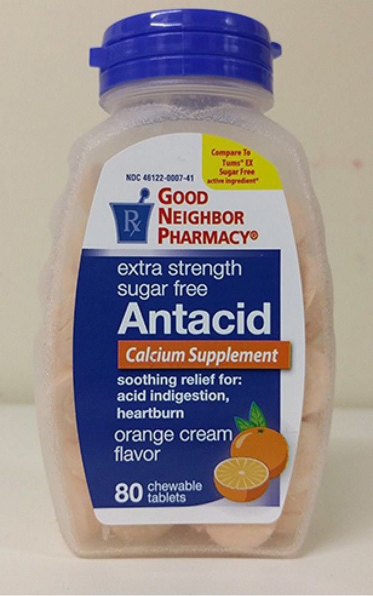 GNP Antacid Calcium Supplement Orange Cream Sugar Free Extra Strength ...