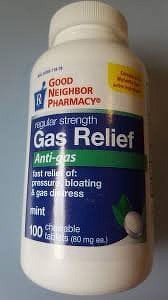GNP Gas Relief Anti-gas 100 Chewable Tablets Pressure, Bloating & Gas ...