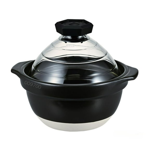 GNR-200-B-W Rice Pot with Glass Lid, 2-3 Cups, Visible Inside Heat ...