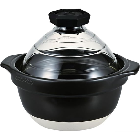 GNR-200-B-W Rice Pot with Glass Lid, 2-3 Cups, Visible Inside Heat ...