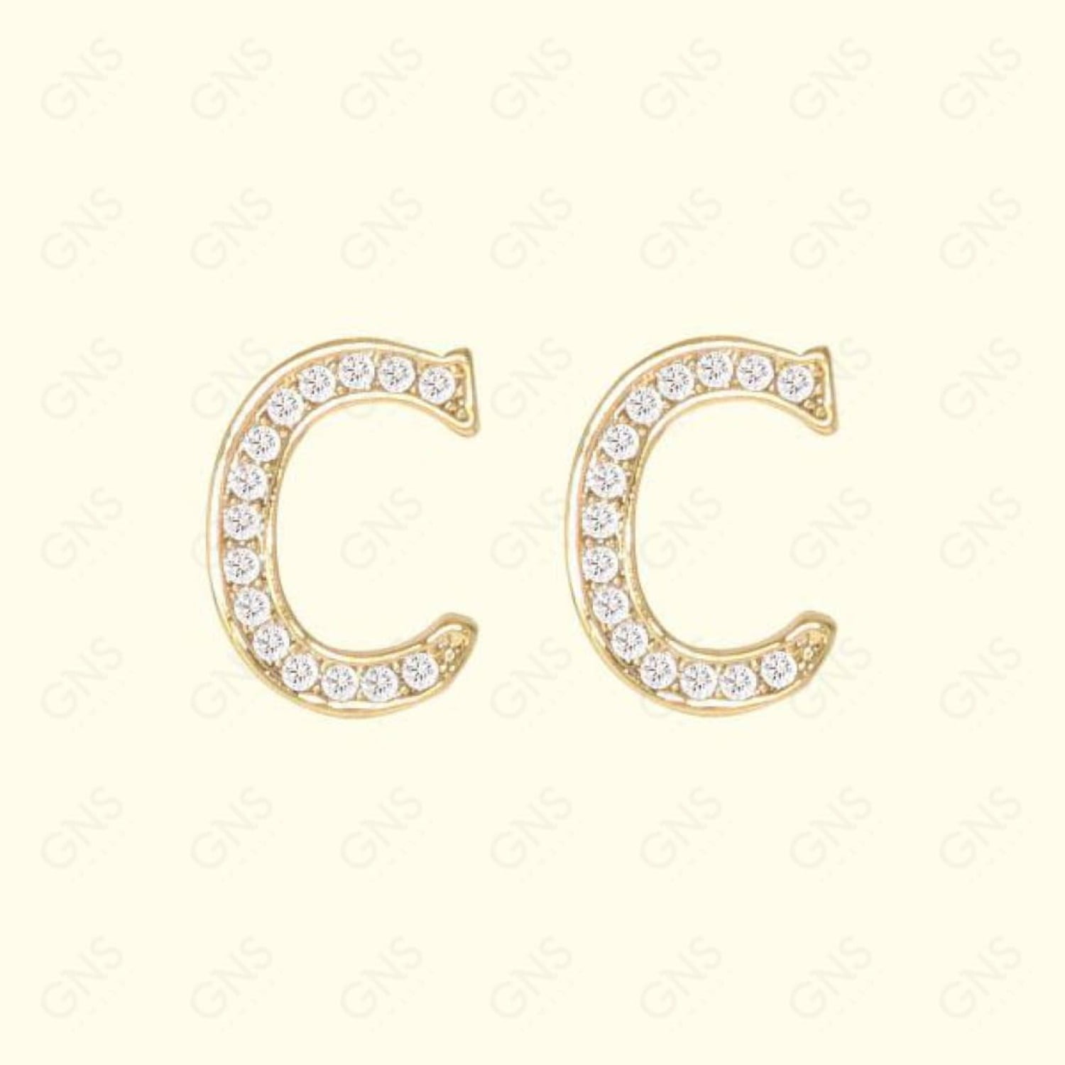 GNS - Gold Initial Earrings - Walmart.com