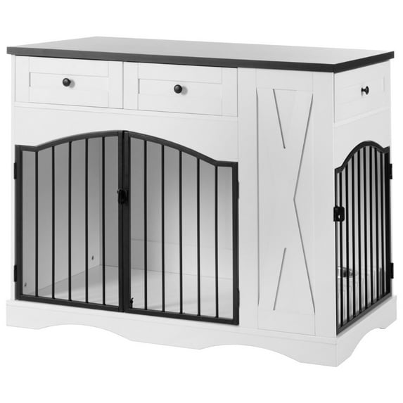 GO 43.3" Farmhouse Dog Crate Furniture, Heavy Duty Dog Crate with 3 ...