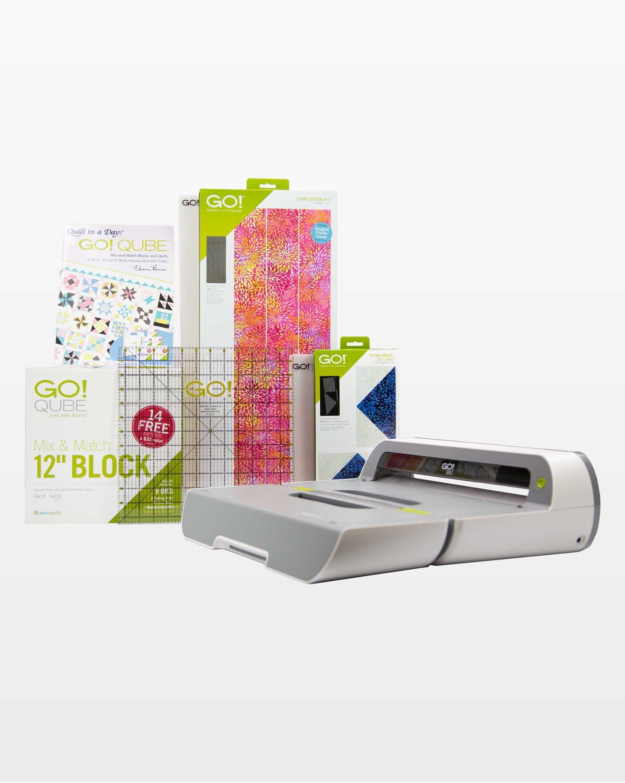 AccuQuilt GO! Fabric Cutter Die-Cut Machine Starter Pack, 12-inch Block ...