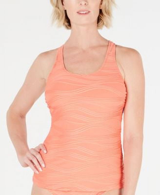 GO GOSSIP Womens Wavelength Textured Scoop Neck Tankini Top;Large ...