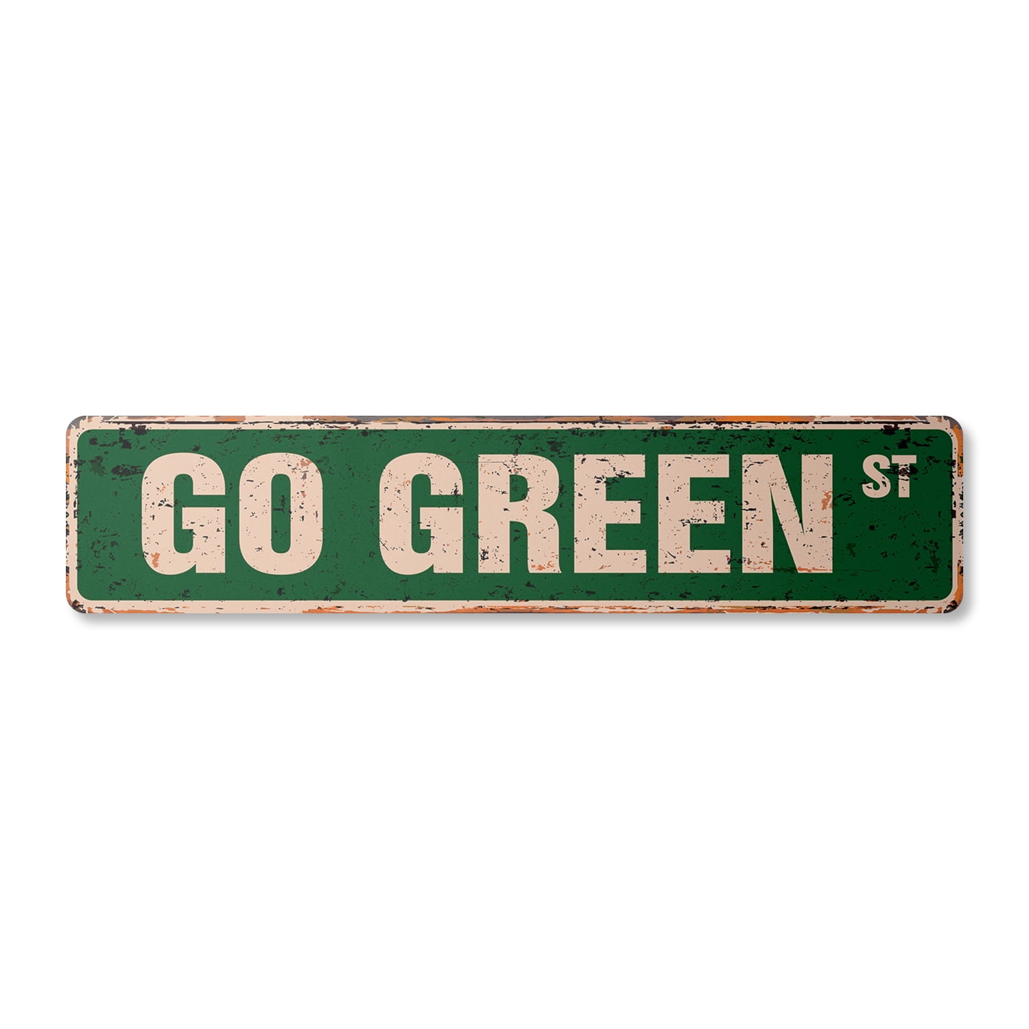 GO GREEN Vintage Plastic Street Sign ecofriendly movement recycle ...