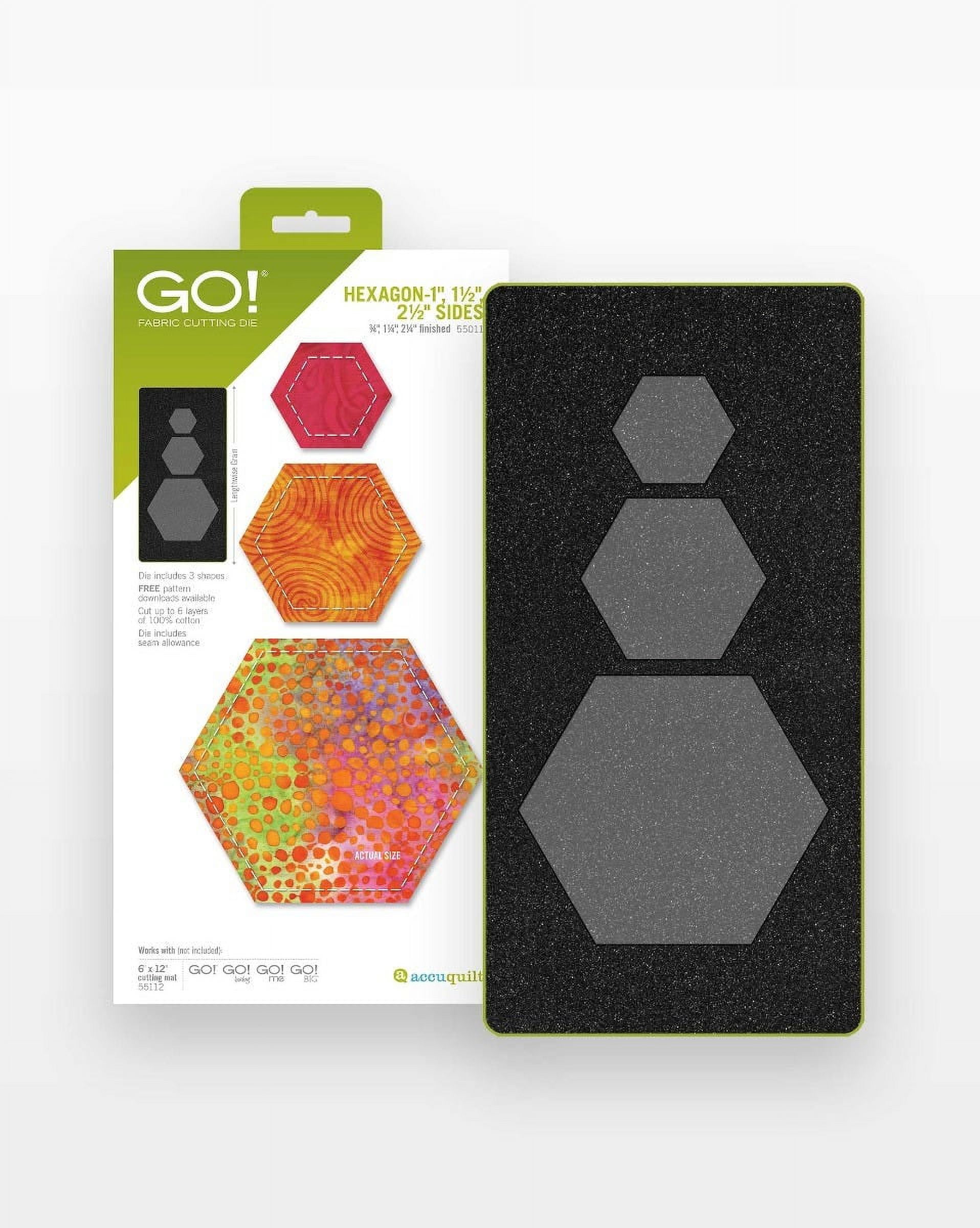 Accuquilt GO! Hexagon-1", 1 1/2", 2 1/2" Sides Die - Walmart.com