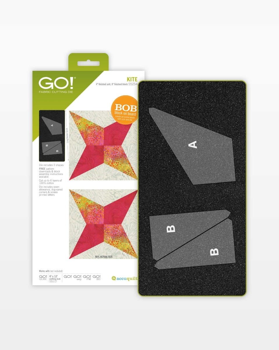 AccuQuilt GO! Kite 4" Finished Die, Cuts 8" Block, Easy Alignment ...