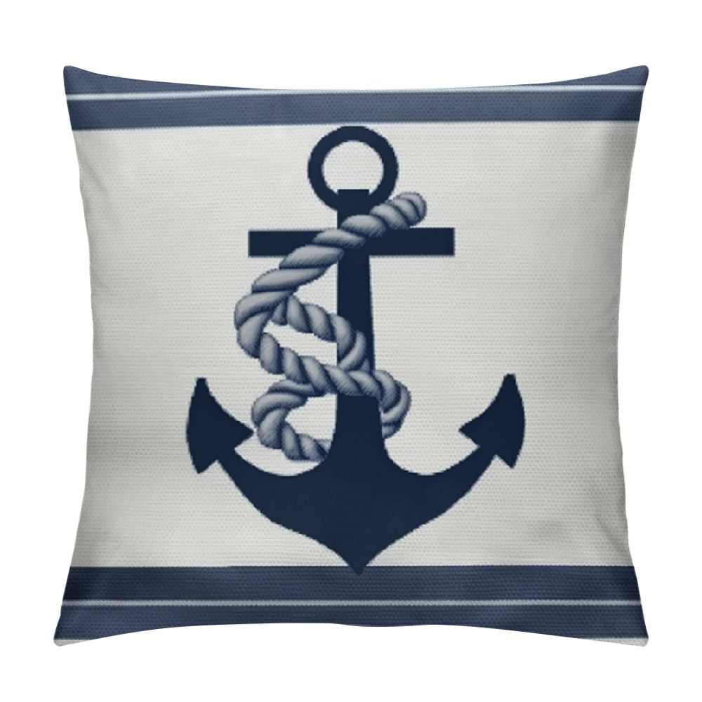 GO SMITH 12 in x 12 in Nautical Anchor Navy Blue and White Decorative ...