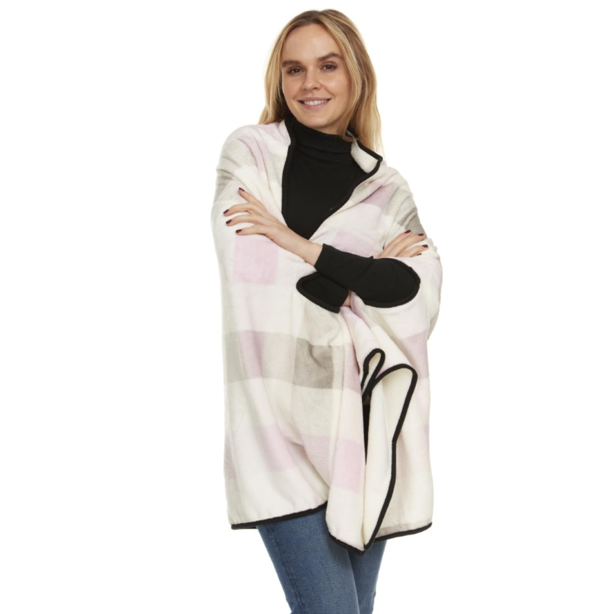 GO UNDER Ladies Reversible Wearable Blanket Wrap with Arm Holes - Soft ...