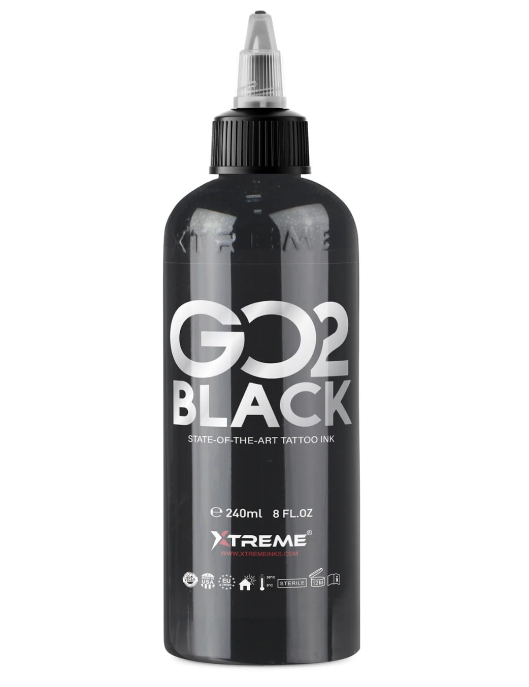 GO2 BLACK 8-oz Xtreme Tattoo Ink Solid Dark Lining Shading Bold - Walmart.com
