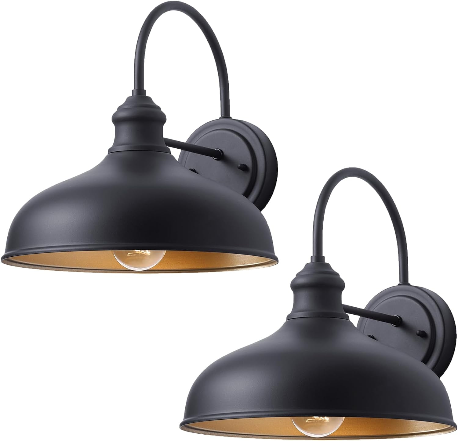 GOALPLUS 12 Inch Dome Outdoor Gooseneck Lighting for Barn, 2 Pack Large ...