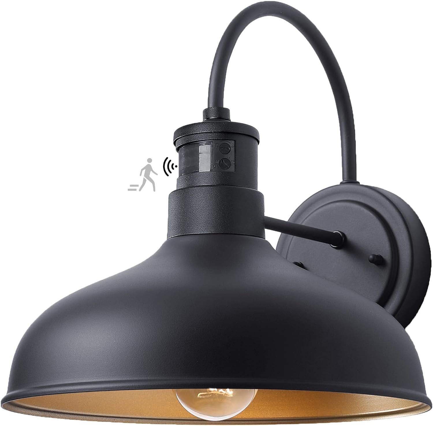 GOALPLUS 12" Motion Sensor Outdoor Barn Lights, Dusk to Dawn Black ...