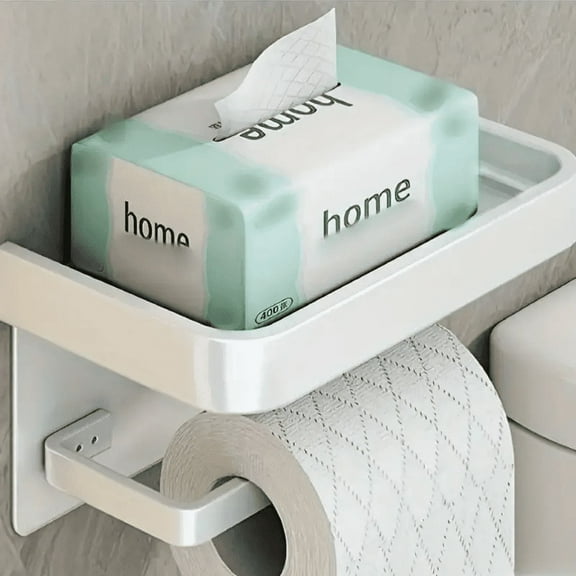 Wall Mounted Waterproof Paper Holder Bathroom Paper Roll Holder (White ...