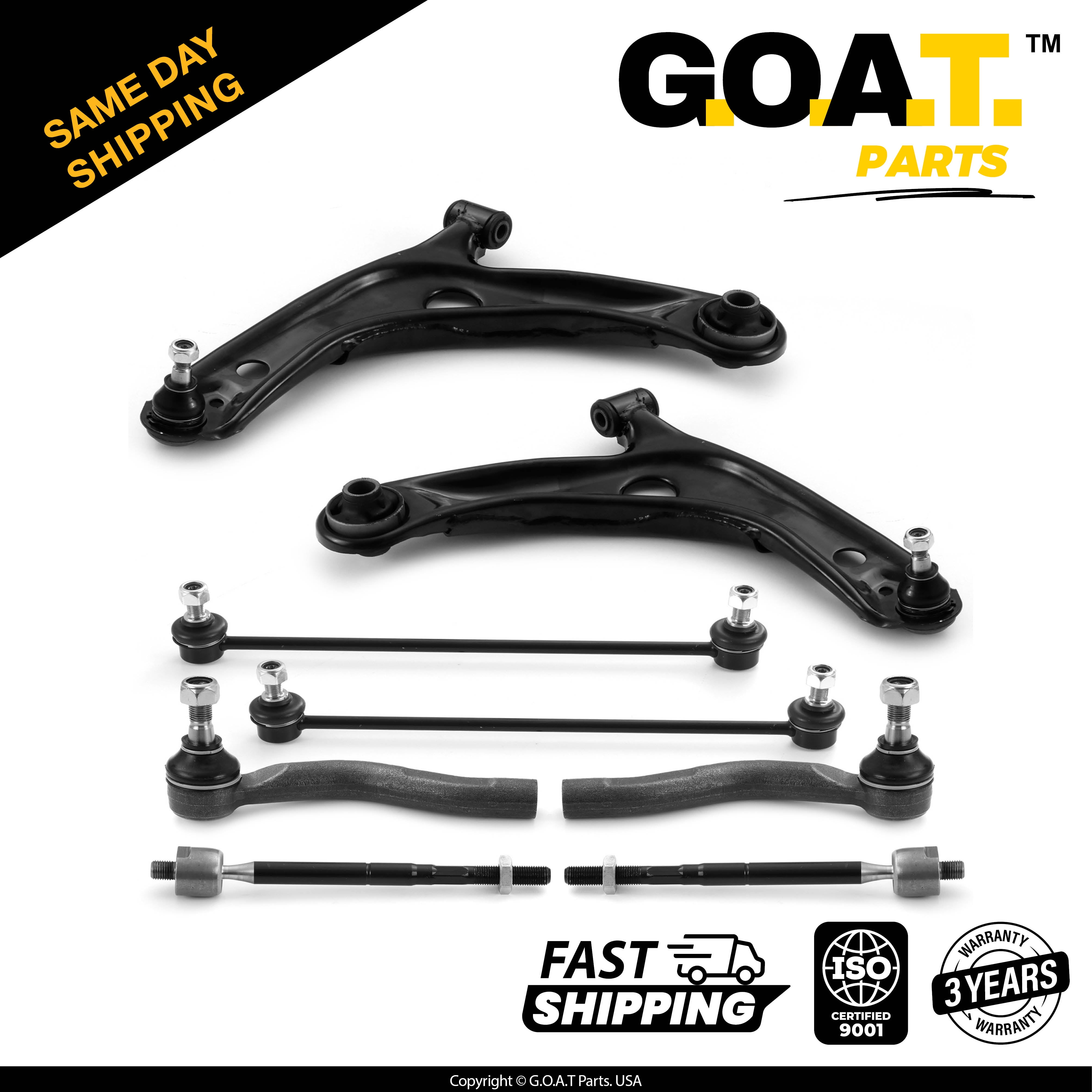 GOAT Parts - Sway Bar + Control Arm + Tie Rod for 2007-2013 Toyota ...