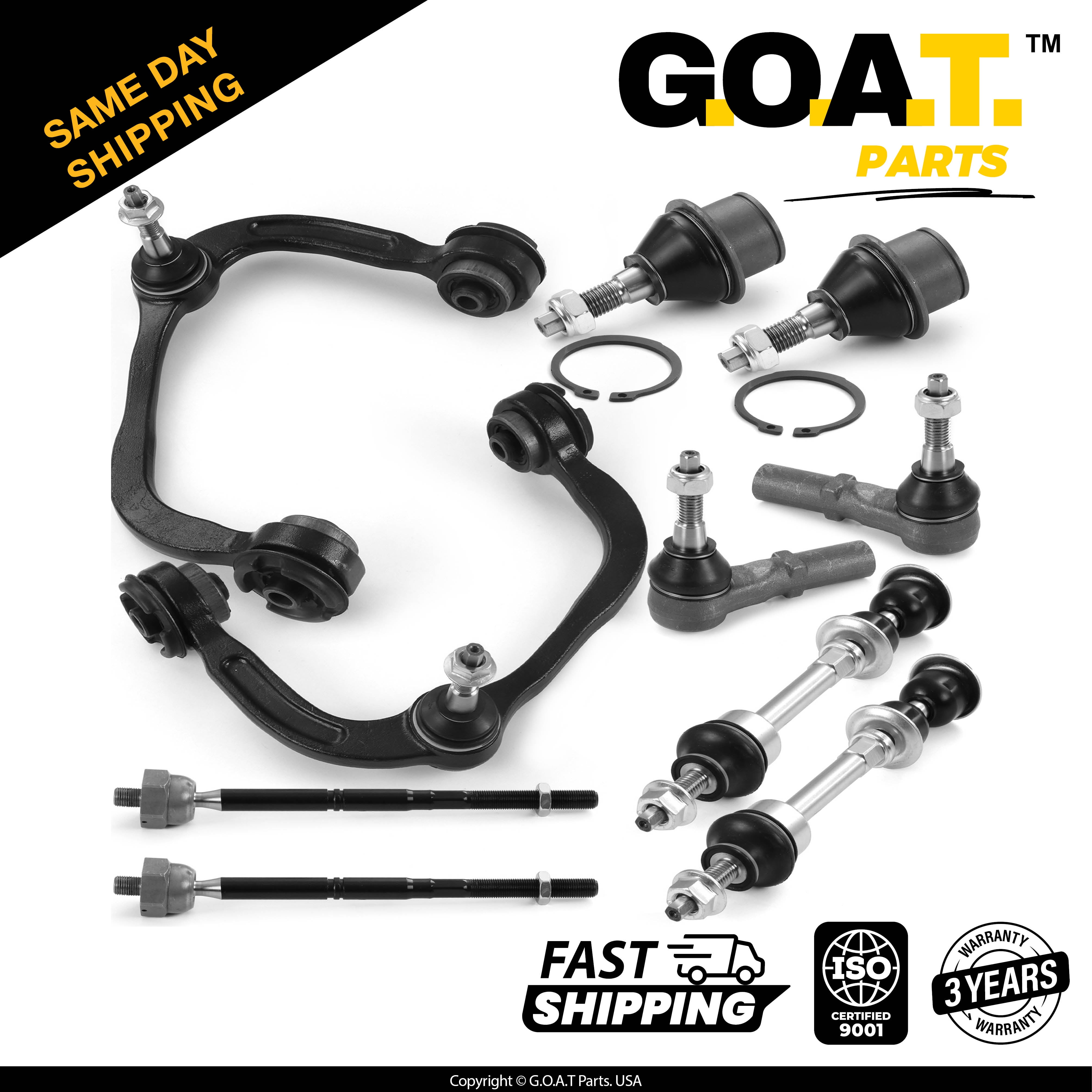 GOAT Parts - Tie Rod + Sway Bar + Control Arm Set for 2005-2008 Ford F ...