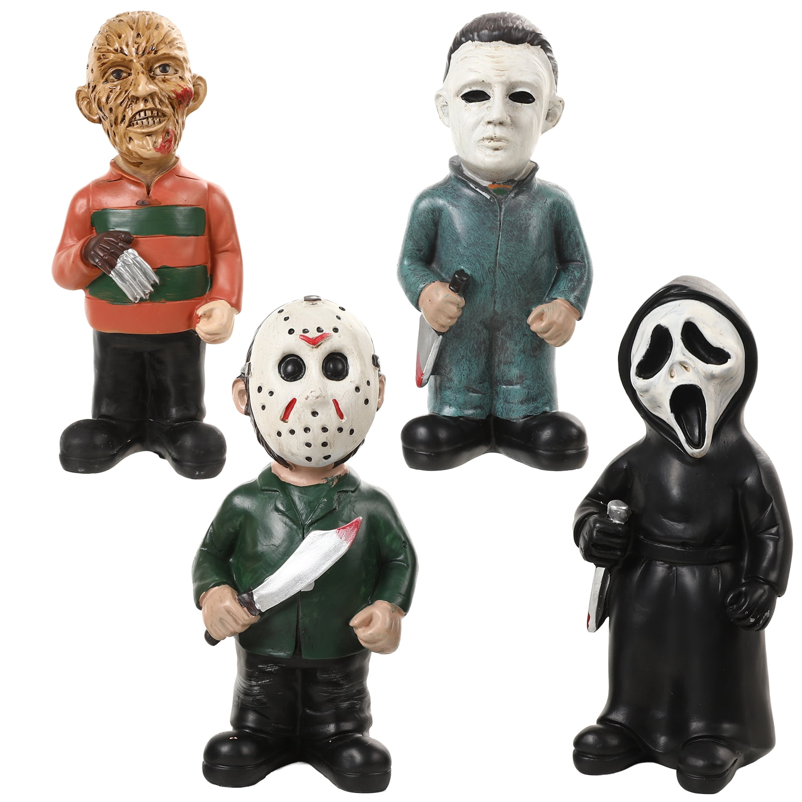 GOBWCOT 4Pcs Horror Movie Garden Gnomes Horror Killer Ornaments for ...