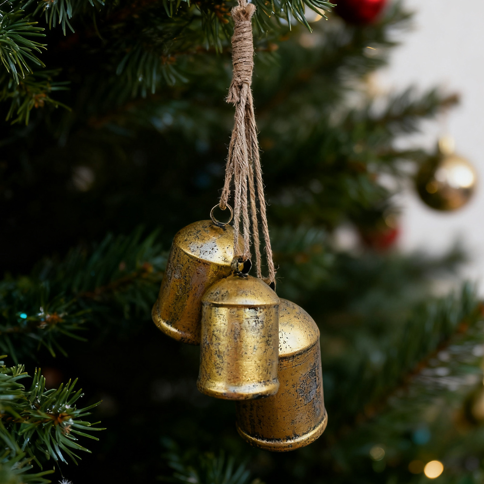 GOBWCOT Christmas Decorations,Set Of 3 Christmas Bell Brass Cow Shabby ...