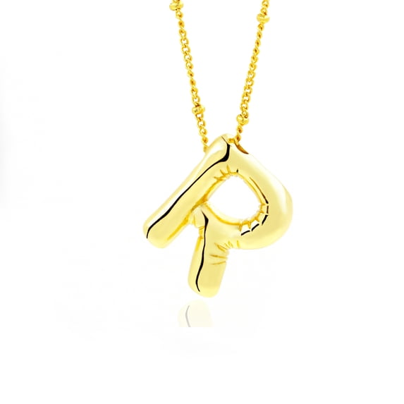 GOBWCOT Women's Gold Initial Necklace, Thick Gold-Plated Balloon Letter ...