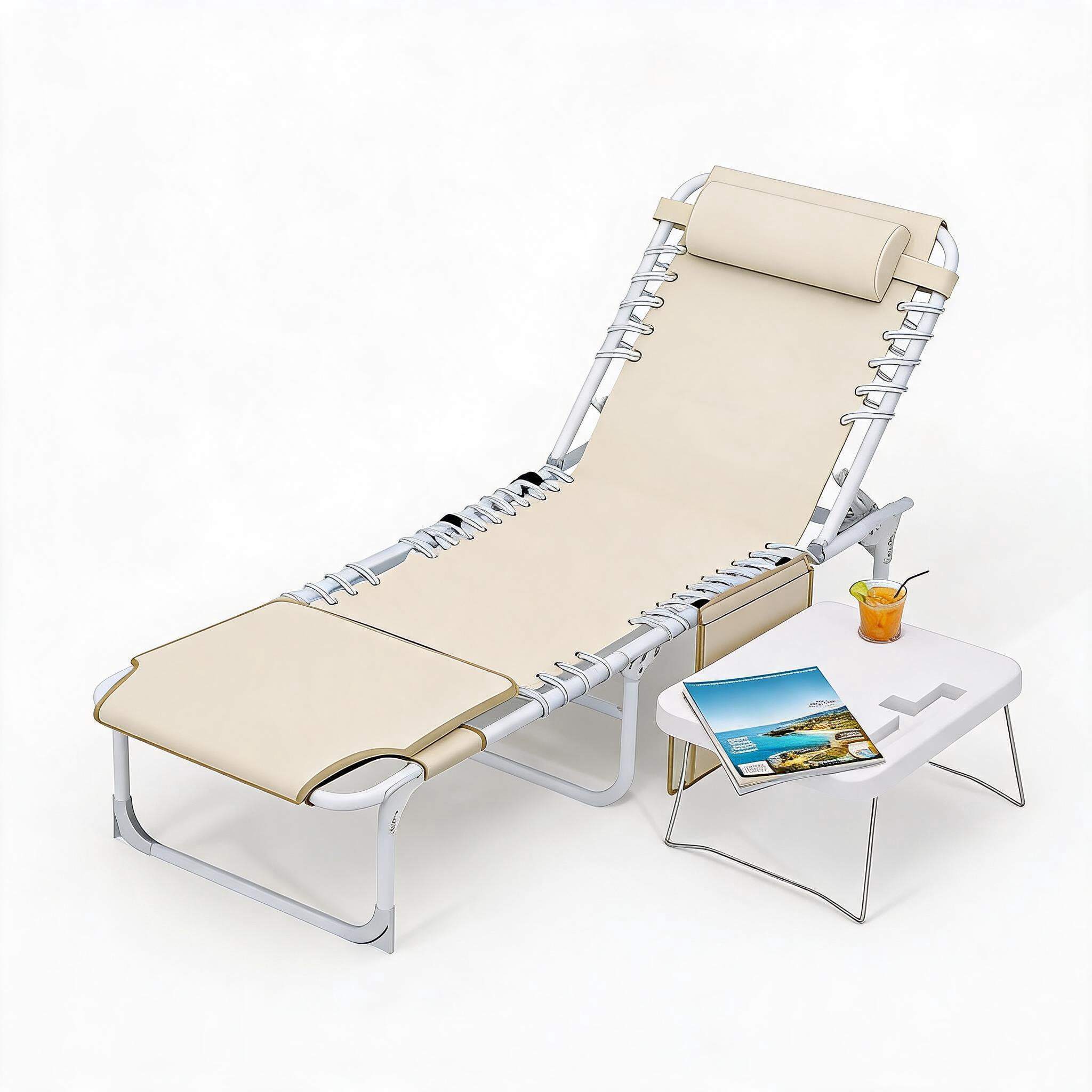 GOCAPTAIN Portable Tanning Bench Chair, 5-Position Adjustable Outdoor ...