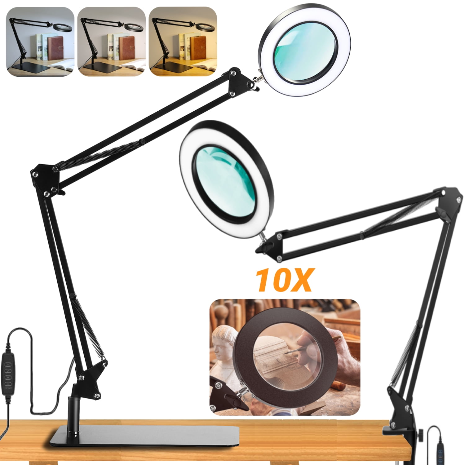 Magnifying Glass with Light,GOCHIFIX 10X 2 in 1 Real Glass LED ...