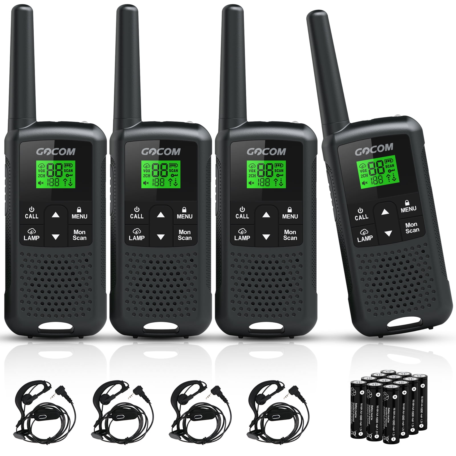 GOCOM G200 Walkie Talkies for Adults 4pk with Two Way Radios ...
