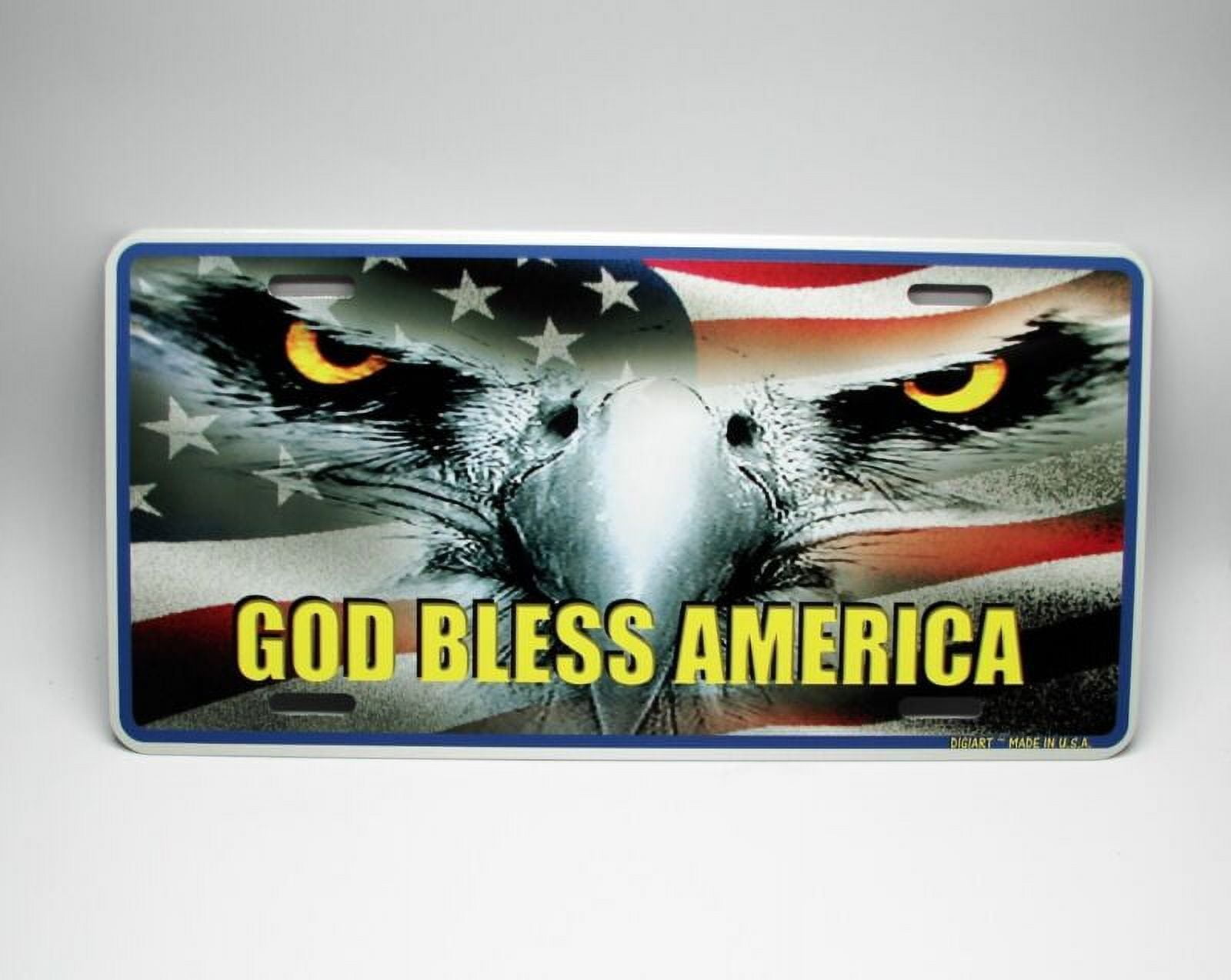 GOD BLESS AMERICA AMERICAN FLAG METAL CAR LICENSE PLATE. AMERICAN EAGLE ...