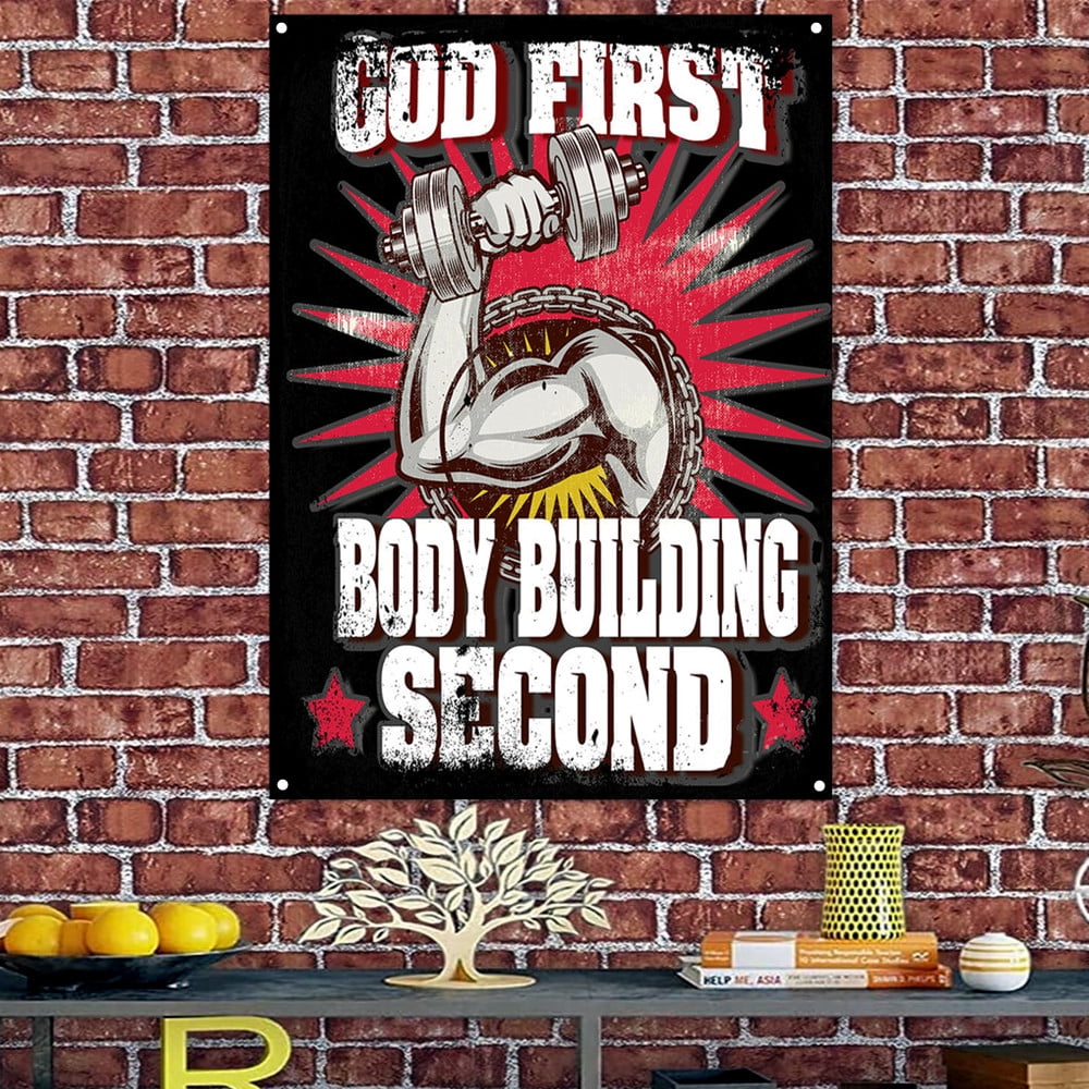 GOD FIRST BODY BUILDING SECOND - Motivational Life Quotes Banners Flag ...