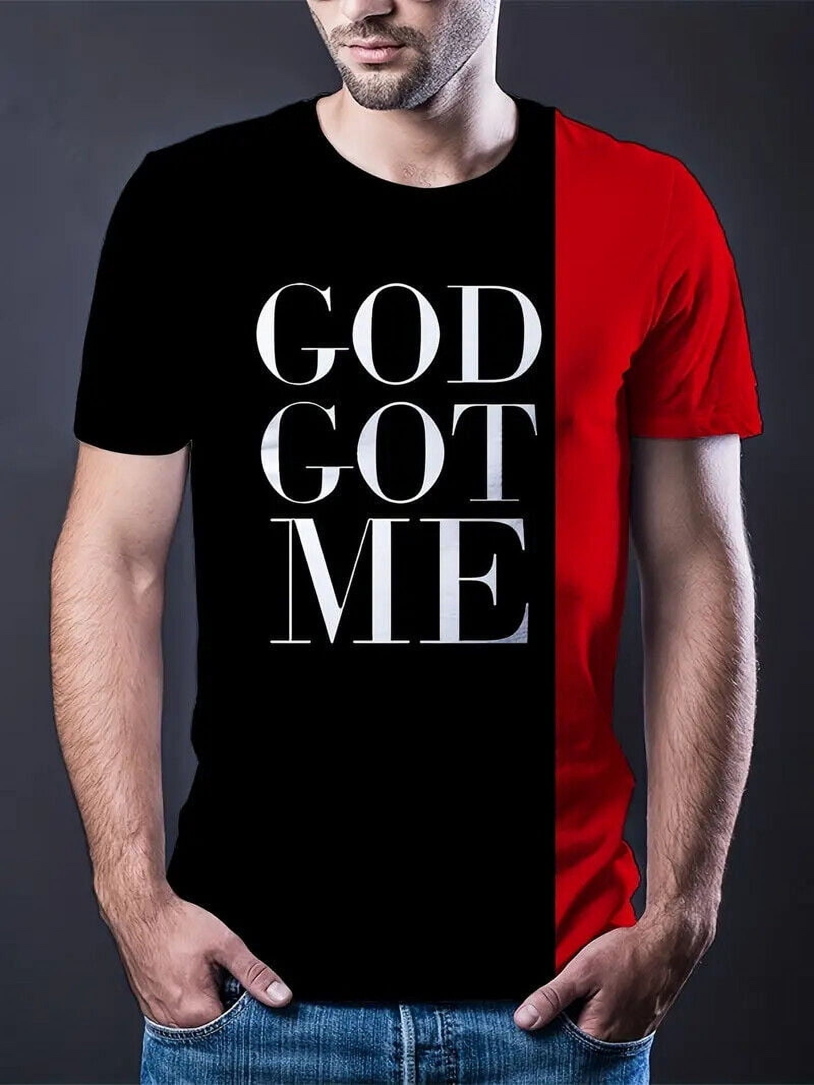 GOD GOT ME Black Red Contrast Fashion Christian Menapos s Casual Color ...