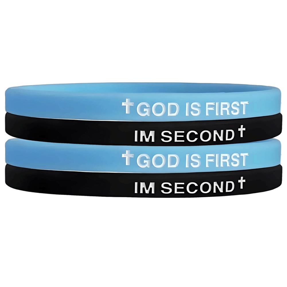 GOD IS FIRST IM SECOND Rubber Bracelets Inspirational Engraved Bible ...