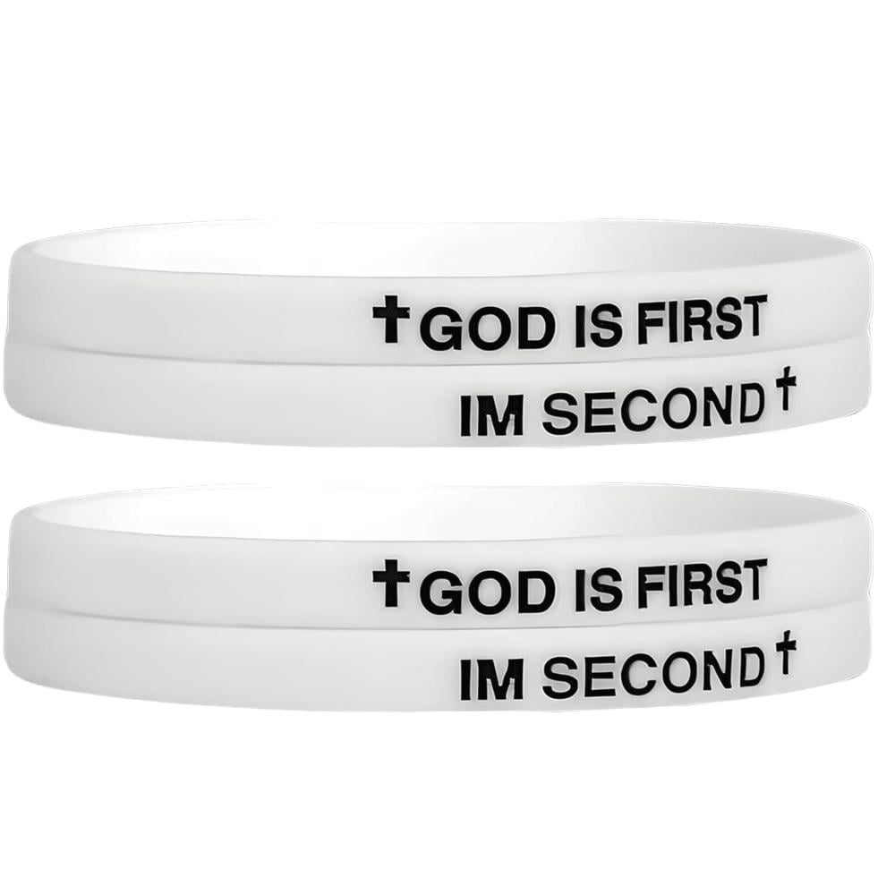GOD IS FIRST IM SECOND Rubber Bracelets Inspirational Engraved Bible ...