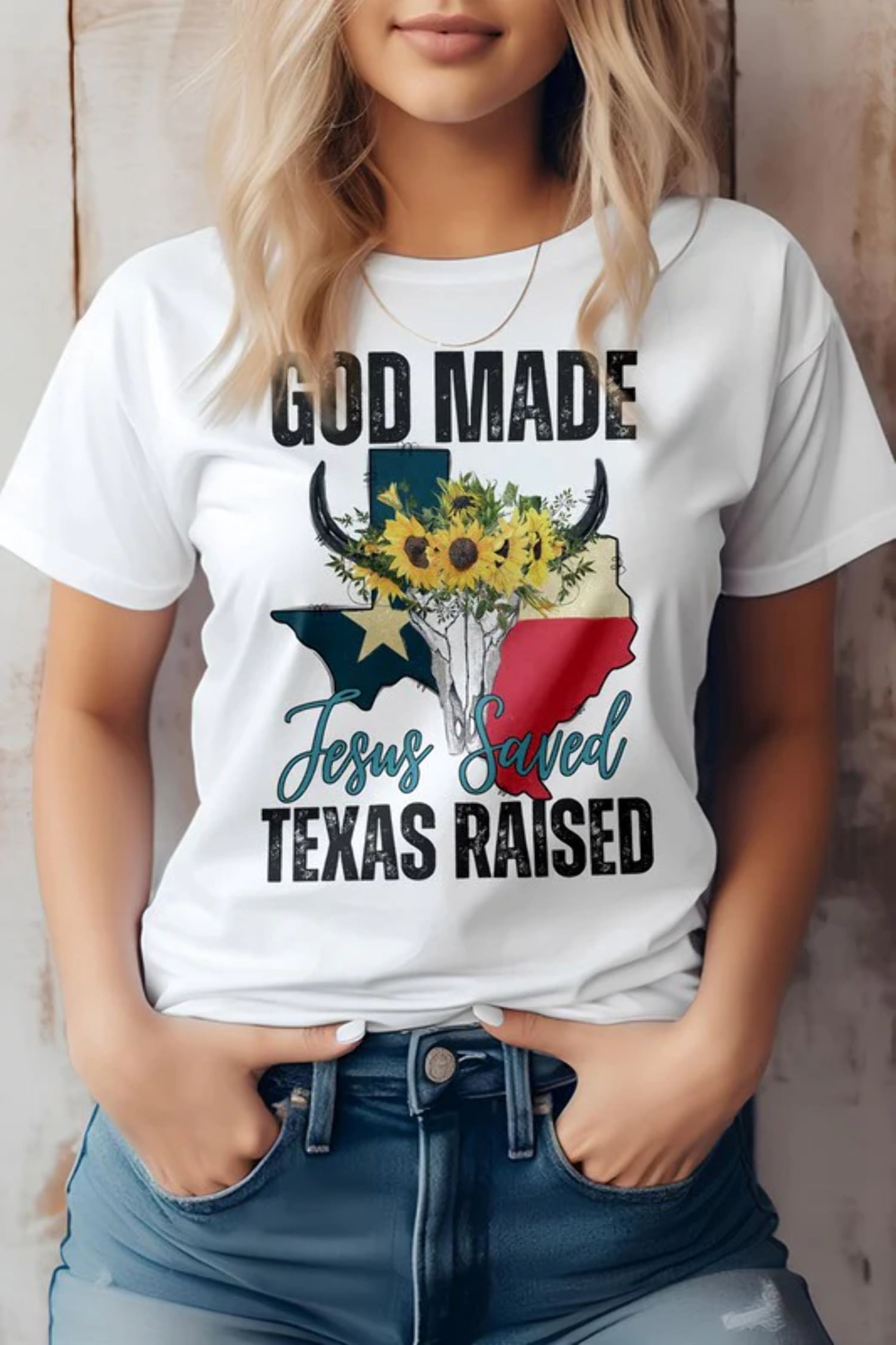GOD Made Texas Raised, Jesus Saved Graphic Tee - Walmart.com