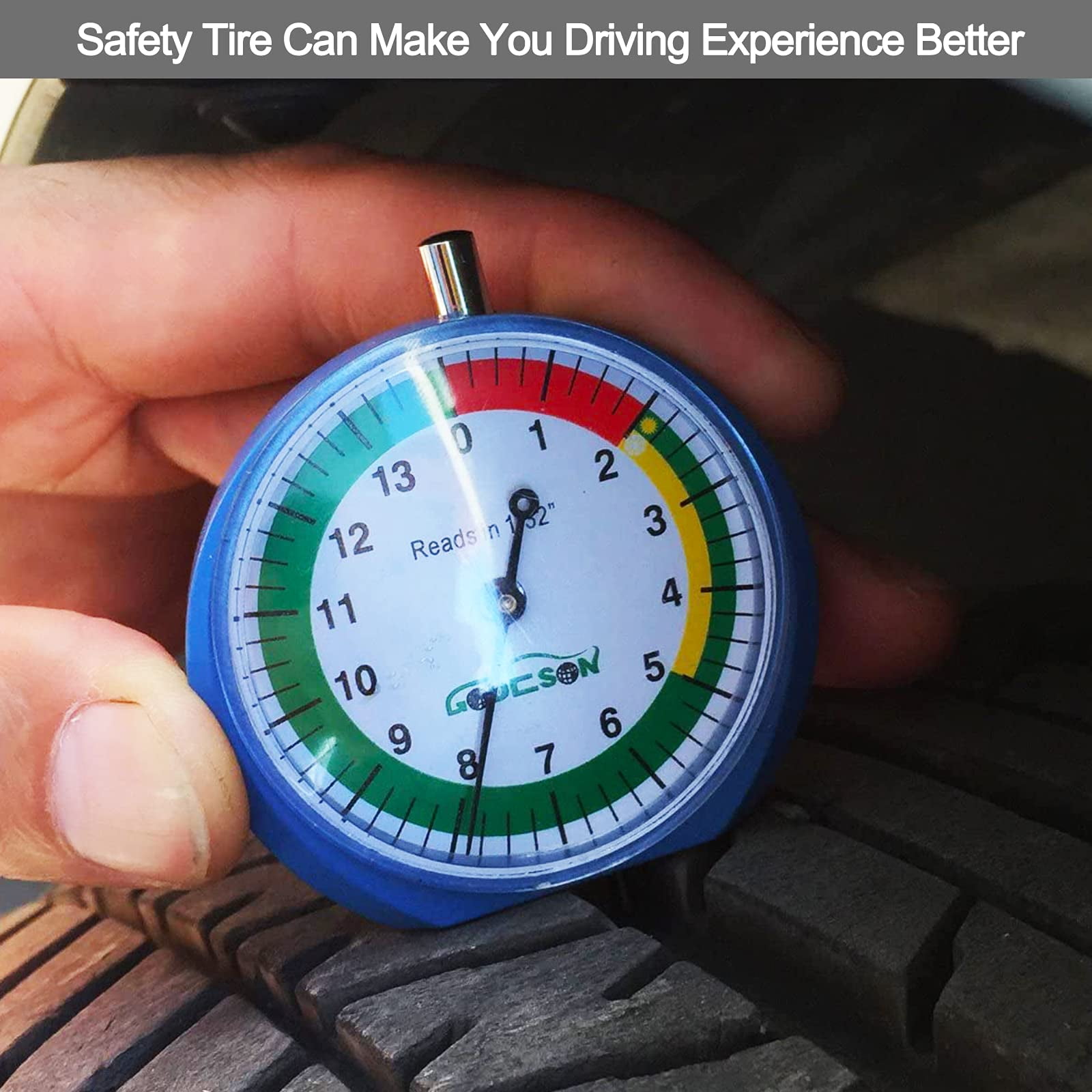 GODESON Tire Tread Depth Gauge, Dial Type Tire Tread Depth Gauge ...