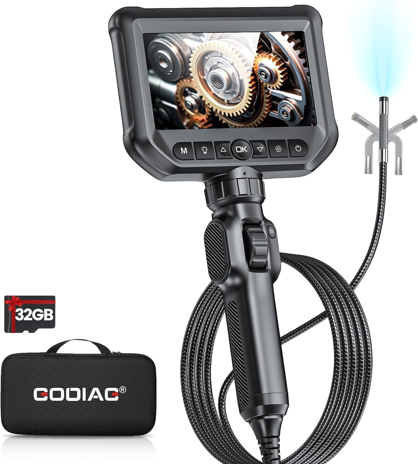 GODIAG Industrial Endoscope with 4.3" Screen, Borescope Inspection ...