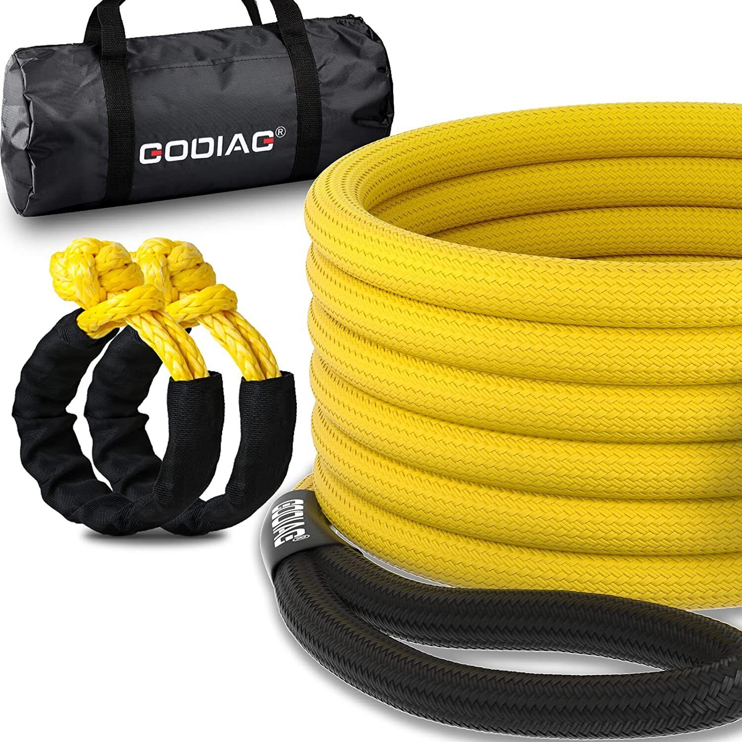 GODIAG Kinetic Recovery Tow Rope 14Tons Pulling Force 20ft 6M 2.5CM ...