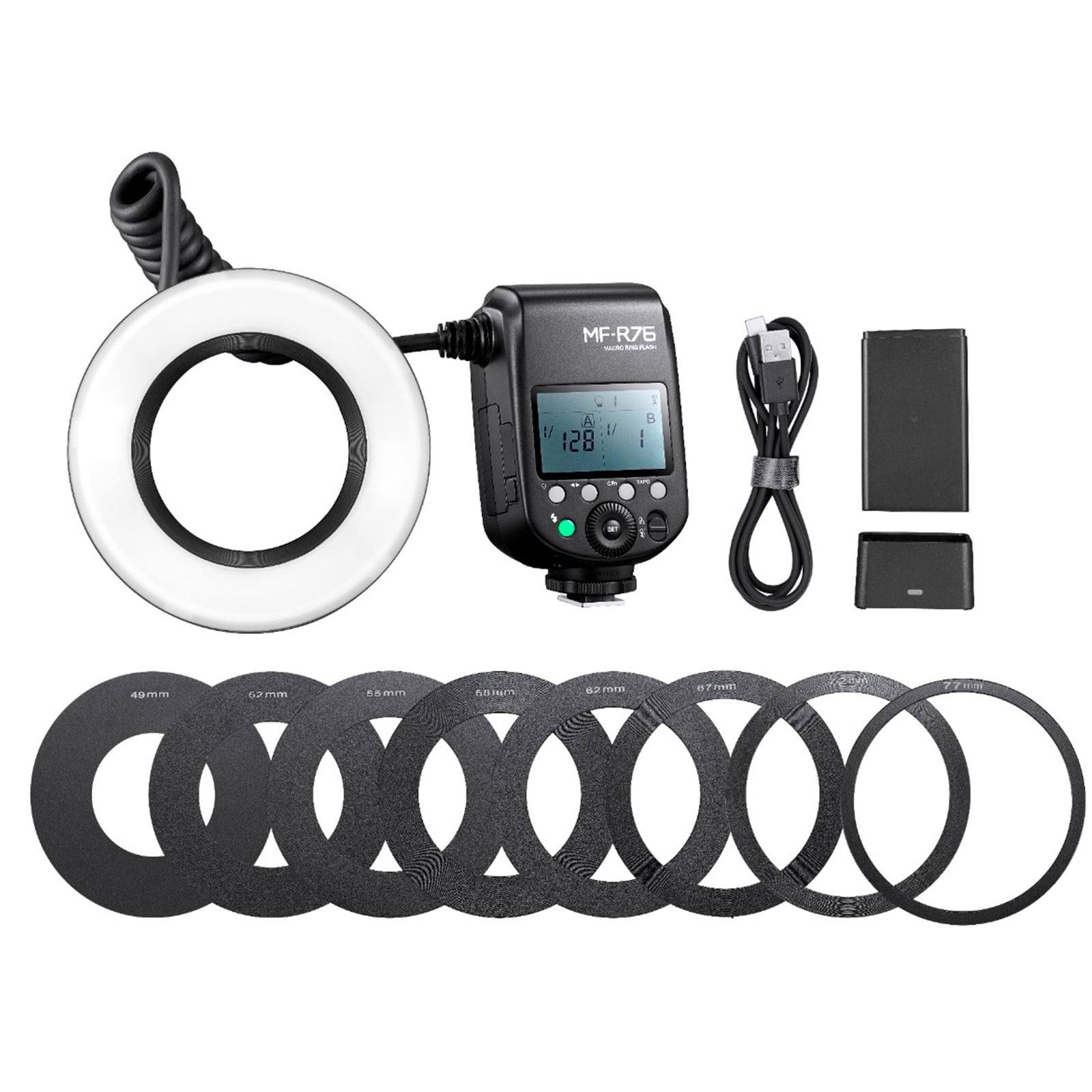 GODOX MF-R76 Macro LED Ring Flash Speedlite 76Ws 660 Full-Power Flashes ...
