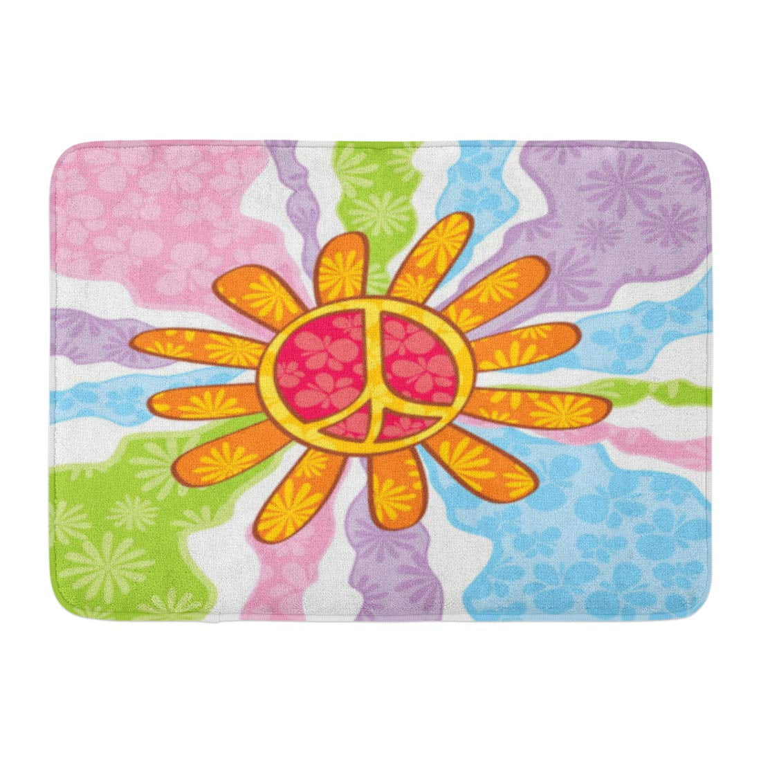 GODPOK Abstract Blue Groovy Peace Symbol Colorful Movement Button Rug ...