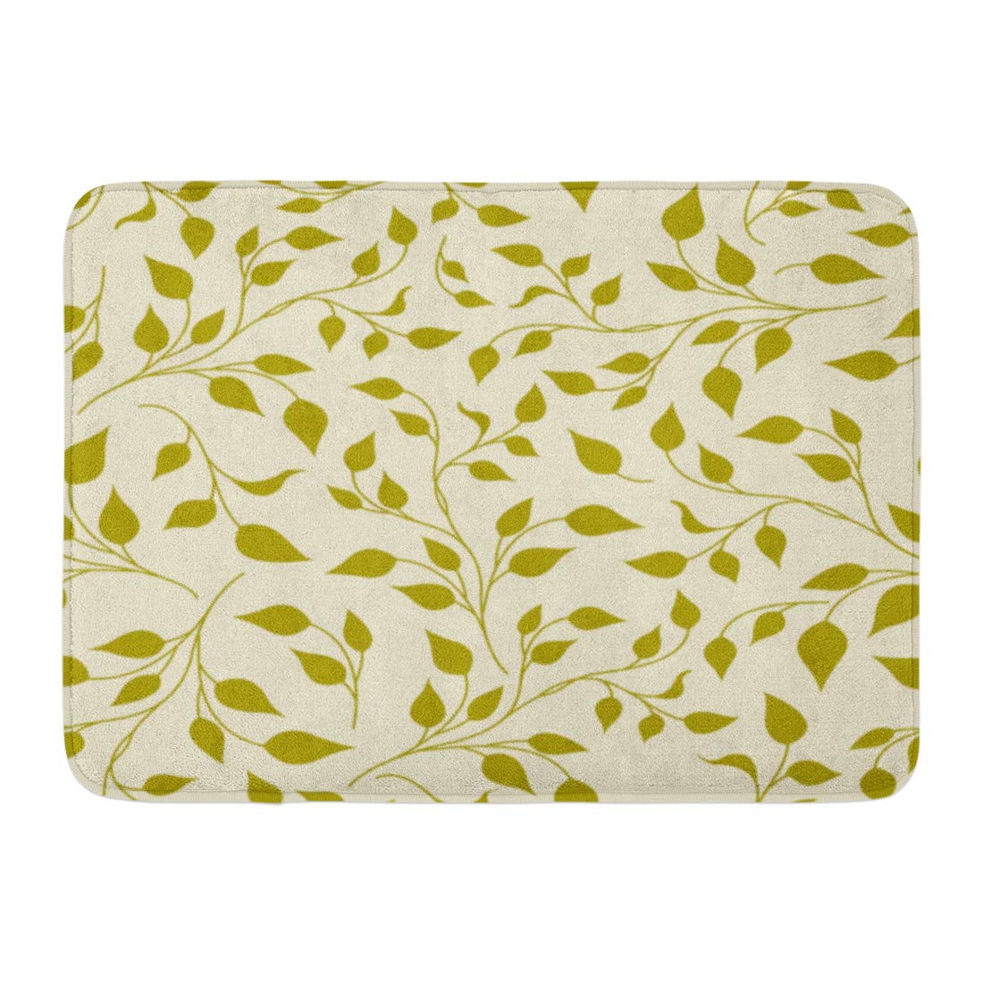 GODPOK Abstract Green Leaf Leaves on Branch Beige Nature Bush Rug ...